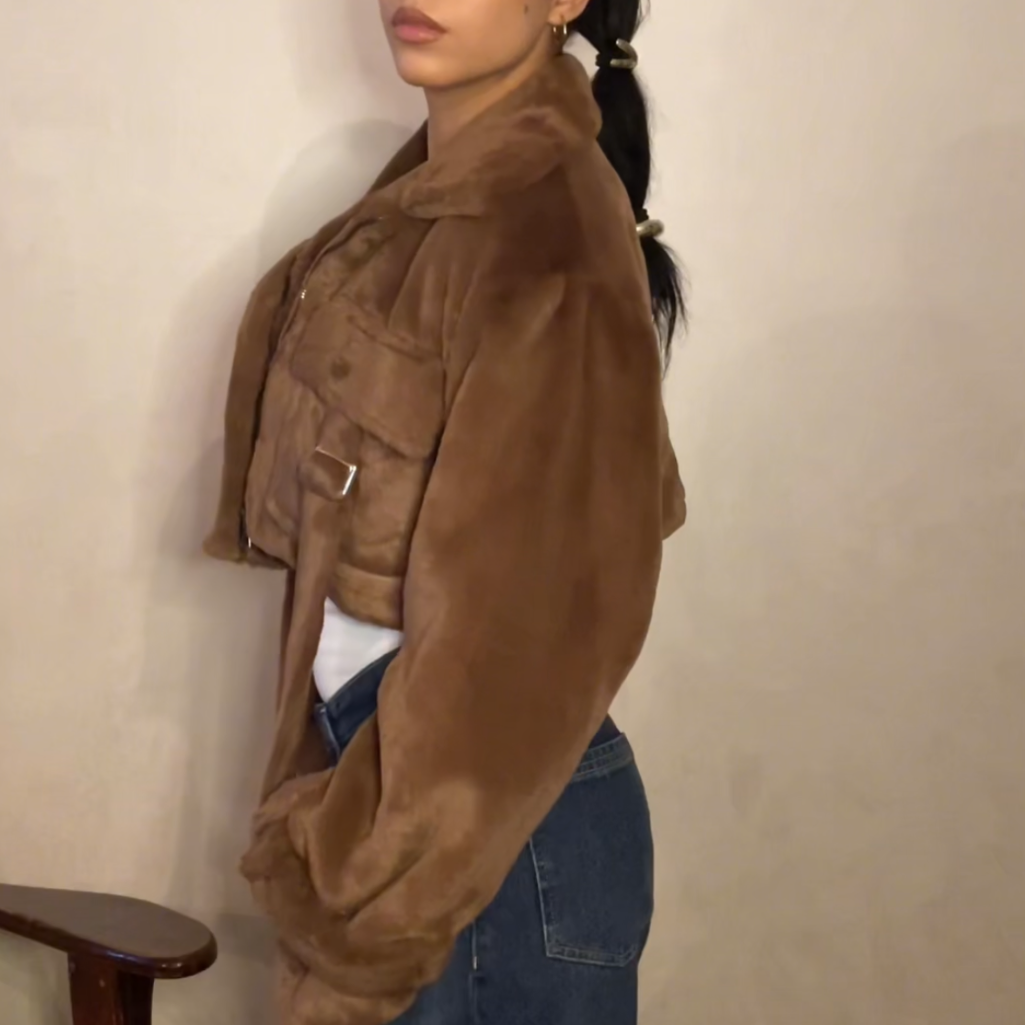 Brown Short Fur Jacket – Maron